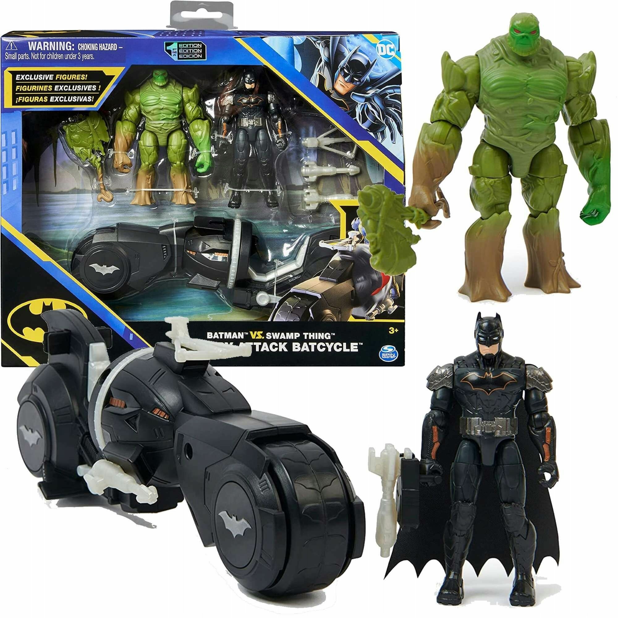 Фигурки Spin Master DC Comics - Набор из 2 фигурок Бэтмен и Болотную тварь + мотоцикл, аксессуары - Спин Мастер 6064766