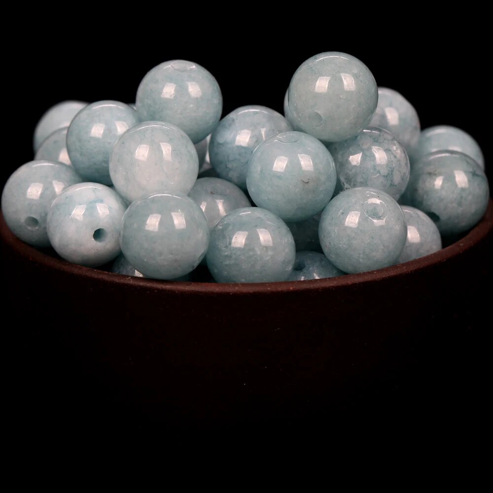 Каменные бусины IYKWIM тигровый глаз амазонит лава бирюза агата яшма 10mm 36 to 37pcs, Aquamarine 1