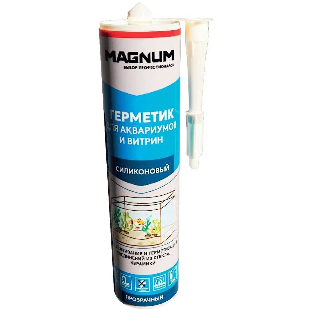 Герметик для аквариумов и витрин силиконовый Magnum бесцветный, 280 мл M-002-6-280, из стекла