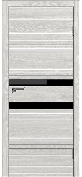 Межкомнатная Дверь Verda Новелла 2 Лиственница Серая со Стеклом Лакобель Чёрный 2000х800мм (Полотно 1шт) / Верда.