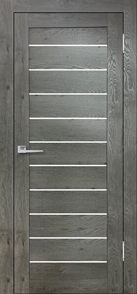 Межкомнатная Дверь Verda Бавария 04 3Д-Люкс Дуб Эдисон Серый со Стеклом Сатинато 2000х600мм (Полотно 1шт) / Верда.