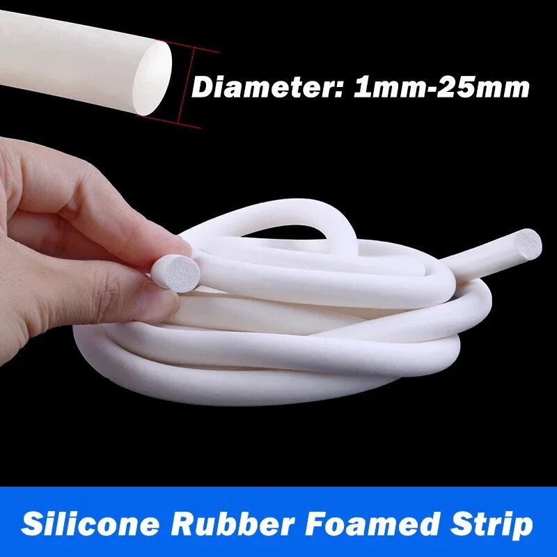 Уплотнительная лента из силиконовой резины 1-25 мм белая 3mm, 5 Meter
