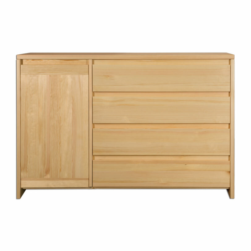 Комод Ника 4 ящика дверка рианна из массива сосны 120*40*100см