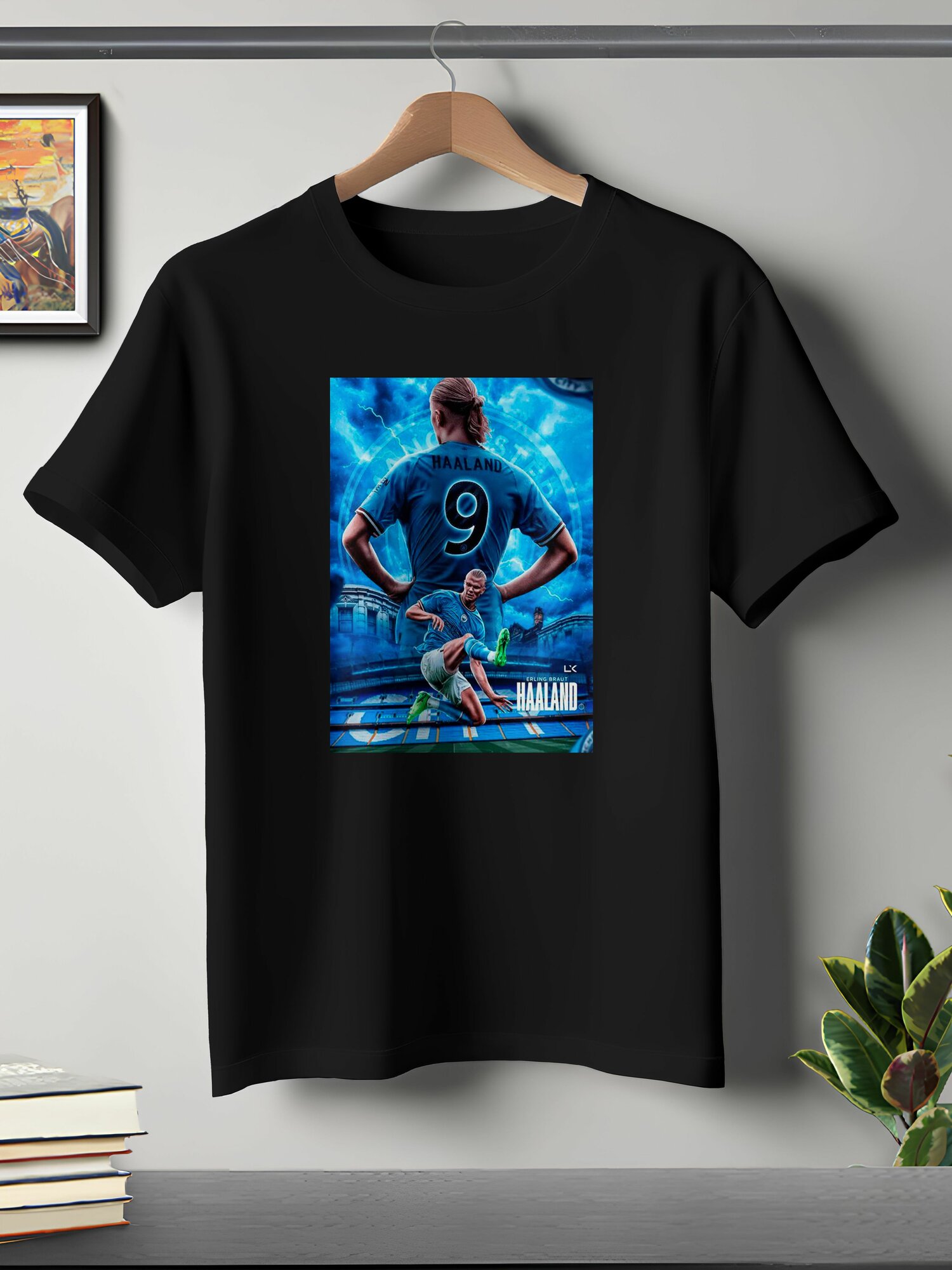 Футболка ONEQ унисекс 52-54 (XXL) размер с принтом Эрлинг Холланд, черная