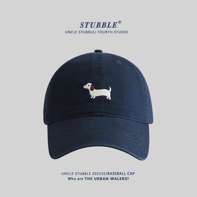 Бейсболка нового стиля 2025 года, универсальная кепка в корейском стиле с вышивкой в виде щенка, мягкая кепка-утконос с большой окружностью головы, маленькая шляпа от солнца