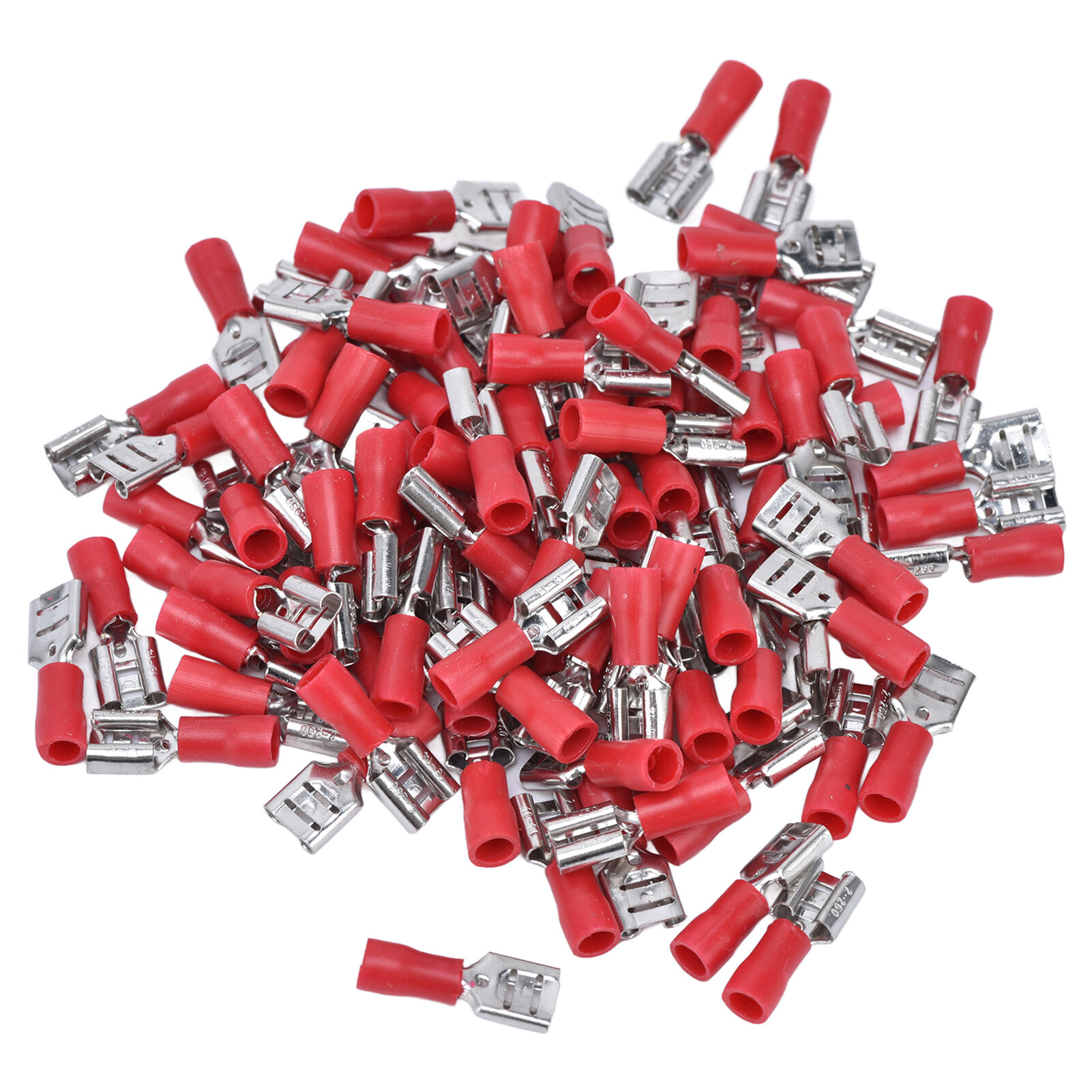 100 шт, изолированный штыревой наконечник, вилочный, FDD2250, для кабеля 1.5-2.5 мм², красный