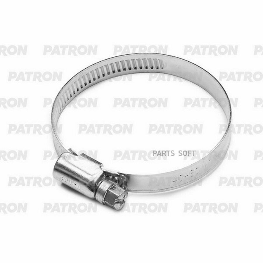 Хомут винтовой 40-60 мм German Type лента с накаткой, ширина ленты 9 мм, W1 - оцинкованная сталь PATRON PG040060 | цена за 1 шт