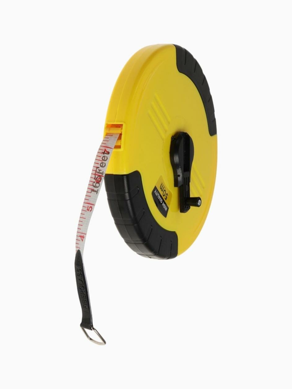 Рулетка геодезическая тундра, ПВХ лента, закрытый корпус, 50 м х 15 мм