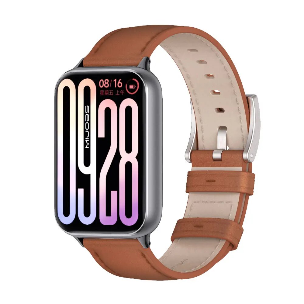 Умные часы Mijobs с ремешком из кожи Brown Black, Size: For RedmiWatch 5 6 4