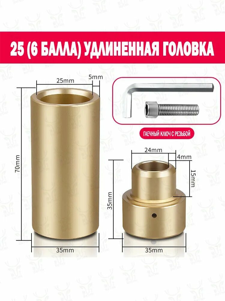 Насадка из птфэ для круглого паяльника для сварки полипропиленовых труб 25ММ (6 балла) Удлинительная головка 7см