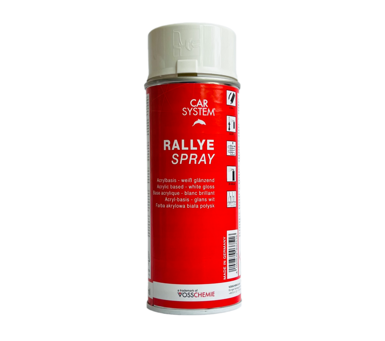 Краска глянцевая CarSystem RALLYE SPRAY GLOSS, белая (400мл), аэрозоль