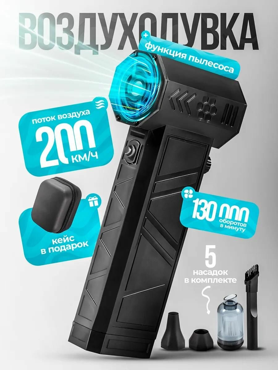 Bоздуходувка портативная,200 вт, ветродуйка аккумуляторная, турбовентилятор