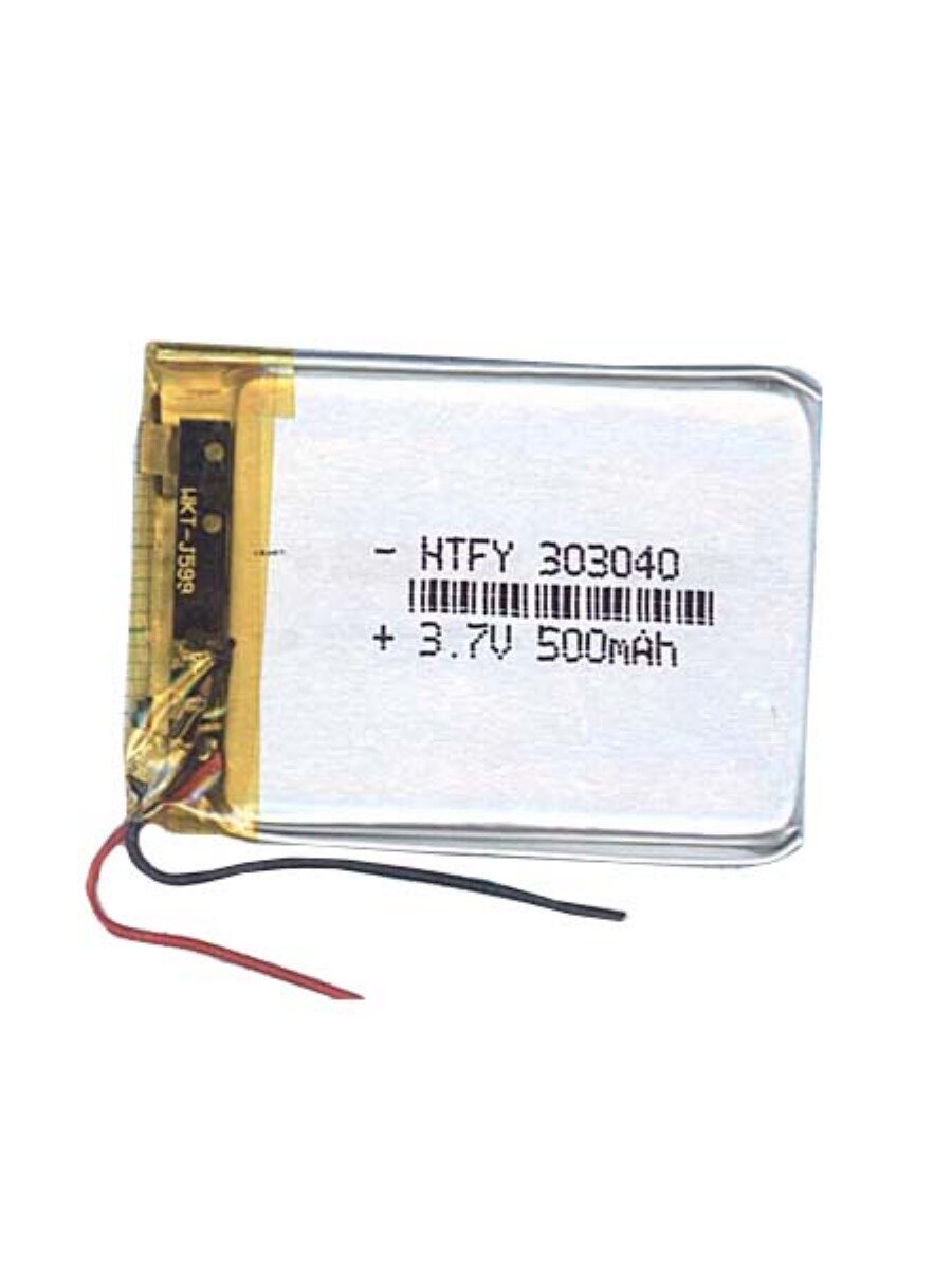 Аккумулятор (батарея) Li-polymer 303040, 3*30*40 мм, 2 pin, 3.7V, 500mAh, код mb017380
