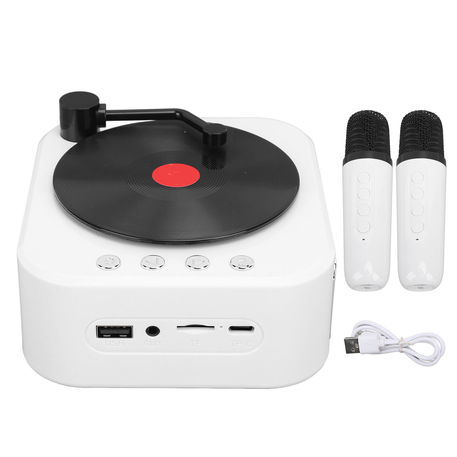 Bluetooth-динамик-проигрыватель, 3 режима, Hi-Fi стереозвук, ретро, портативный, с двумя микрофонами, белый