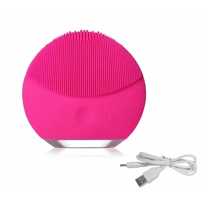 Щетка-массажер, для лица, гипоаллергенная, силиконовая, розовая, водонепрониц.