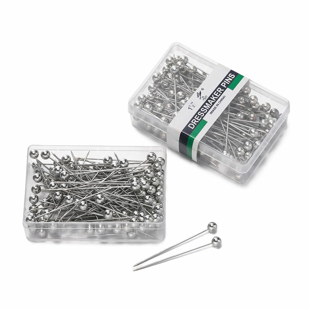Тонкие портновские булавки для эластичных тканей, 100 шт в удобной коробке, серебристые иголки-фиксаторы для шитья и кроя