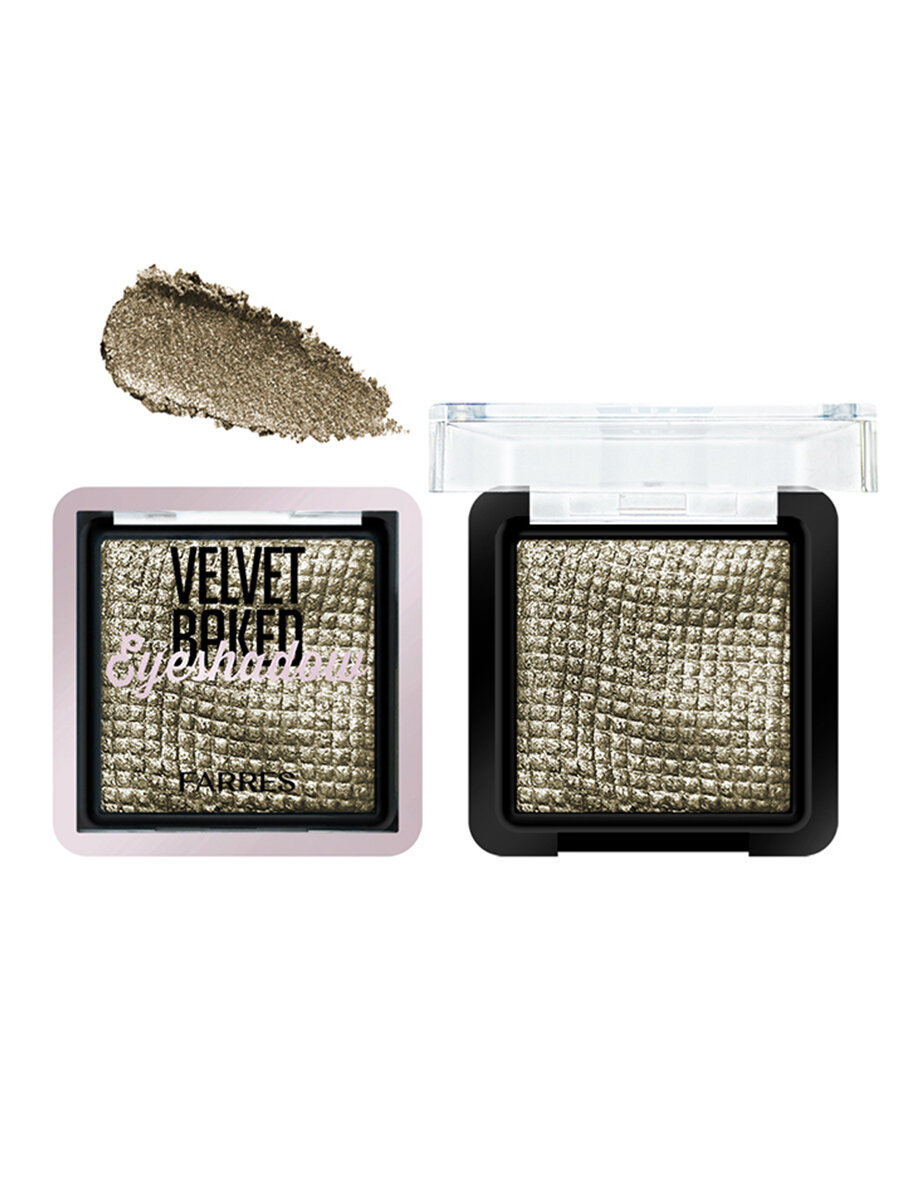 Тени для век Farres запеченные бархатные, тон 06 оливковый металлик