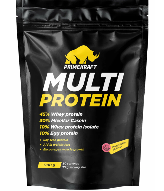 МультиПротеин многокомпонентный Prime Kraft 900 гр Клубника Банан