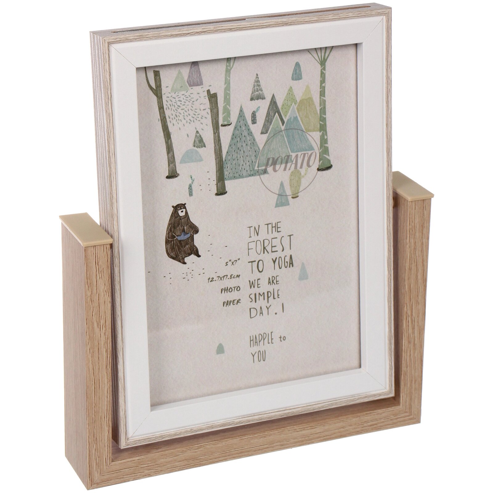 Фоторамка настольная 13х18 см с зеркалом, вращающаяся, под светлое дерево, цвет бежевый