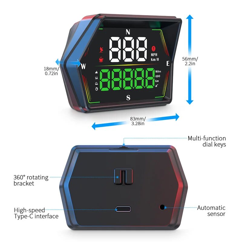 G21 HUD GPS Автомобильный цифровой спидометр Проекционный дисплей Большой шрифт Компас Время сигнализации превышения скорости для всех автомобилей по индивидуальному заказу