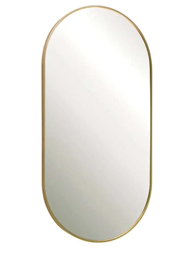 Зеркало Dreja Glow 50x100 50 см, в золотой раме, зеркало настенное в ванную, в современном стиле, чешское