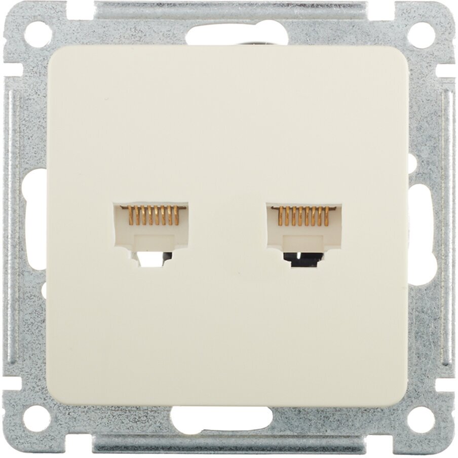 Розетка компьютерная Hegel Master встраиваемая слоновая кость 2хRJ45 (РСКК-440-01)