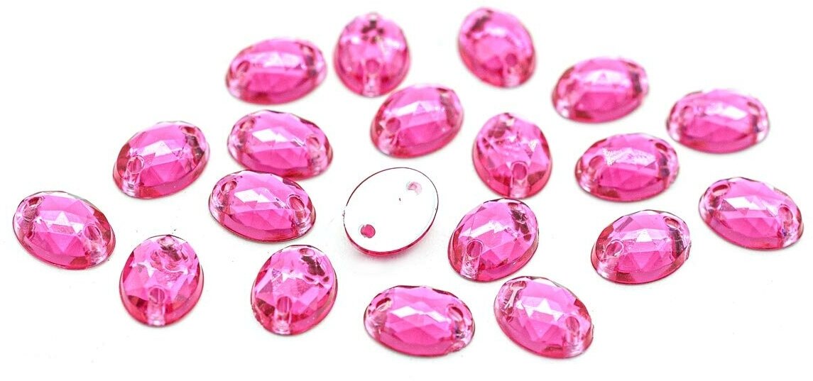 Стразы пришивные Astra&Craft, 6*8 мм, акриловые, овальные (02 фуксия), 20 шт