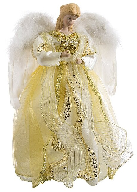 Верхушка на елку Ангел - Хранитель с золотистой лентой 30 см, Kurts Adler, H9254-1-1