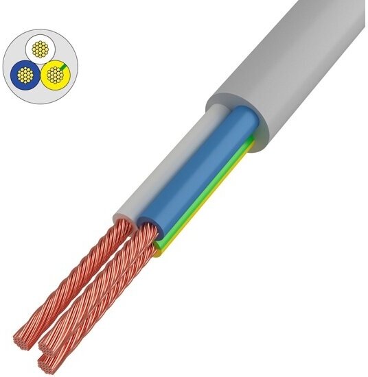 Провод Rexant ПВС 3x1,0 кв. мм, белый, 10 метров, медный, ГОСТ, 01-8044-10