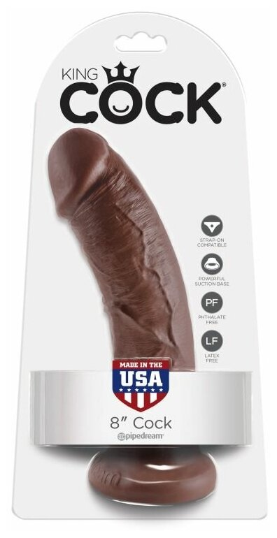 Фаллоимитатор на присоске коричневый King Cock 8 Cock Brown