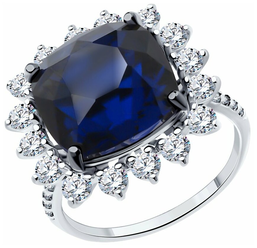 Кольцо, серебро, 925 проба, родирование, фианит