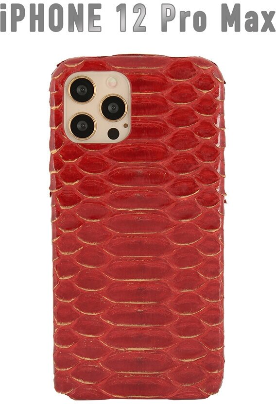 Чехол из кожи питона для IPhone 12 Pro Max красного цвета с золотом