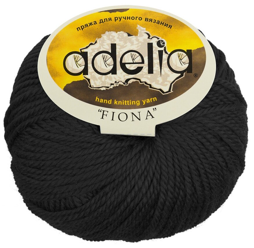 Пряжа ADELIA "FIONA" 50% шерсть, 50% акрил 50 г 90 м №622 черный