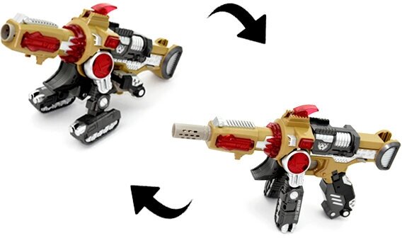 Бластер-трансформер пистолет/пушка, музыкальный и светящийся с мягкими пулями, 41 см