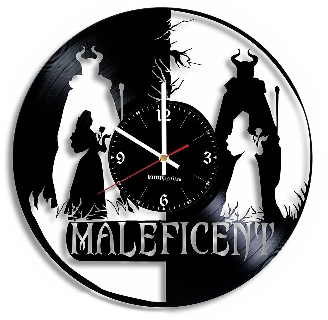 Часы из виниловой пластинки (c) VinylLab Малефисента