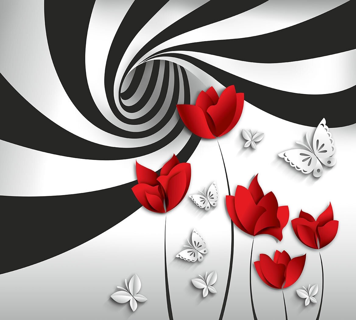 Фотообои флизелиновые с виниловым покрытием Ф 172 Красные маки 3D 300х270см