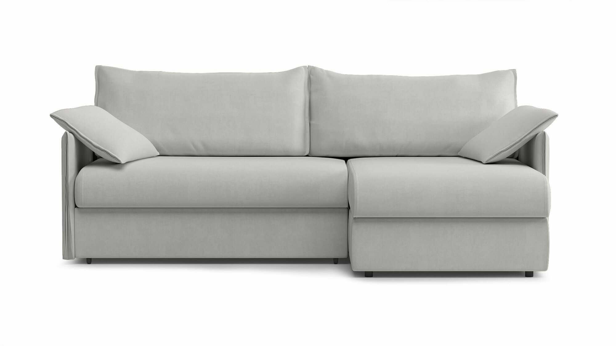 Диван угловой Ингвар, Еврокнижка, 211х147, раскладной, с ящиком для белья, в гостиную, Независимые пружины, Велюр серый Teddy 23