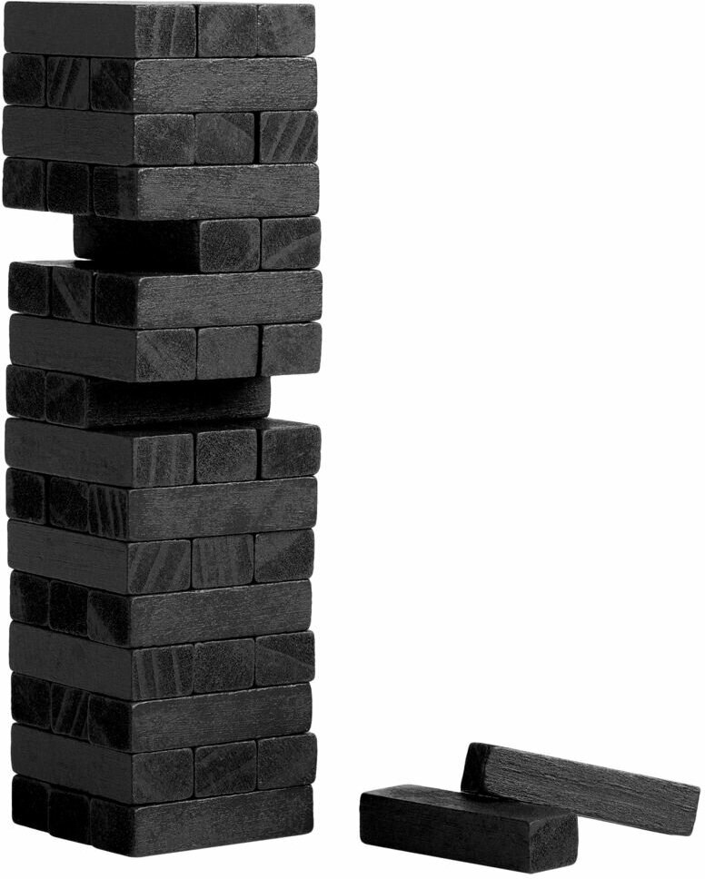 Игра «Деревянная башня мини», черная, коробка: 18,5x5,5x5,5 см; брусок: 4,8х1,6х1,1 см, дерево, сосна