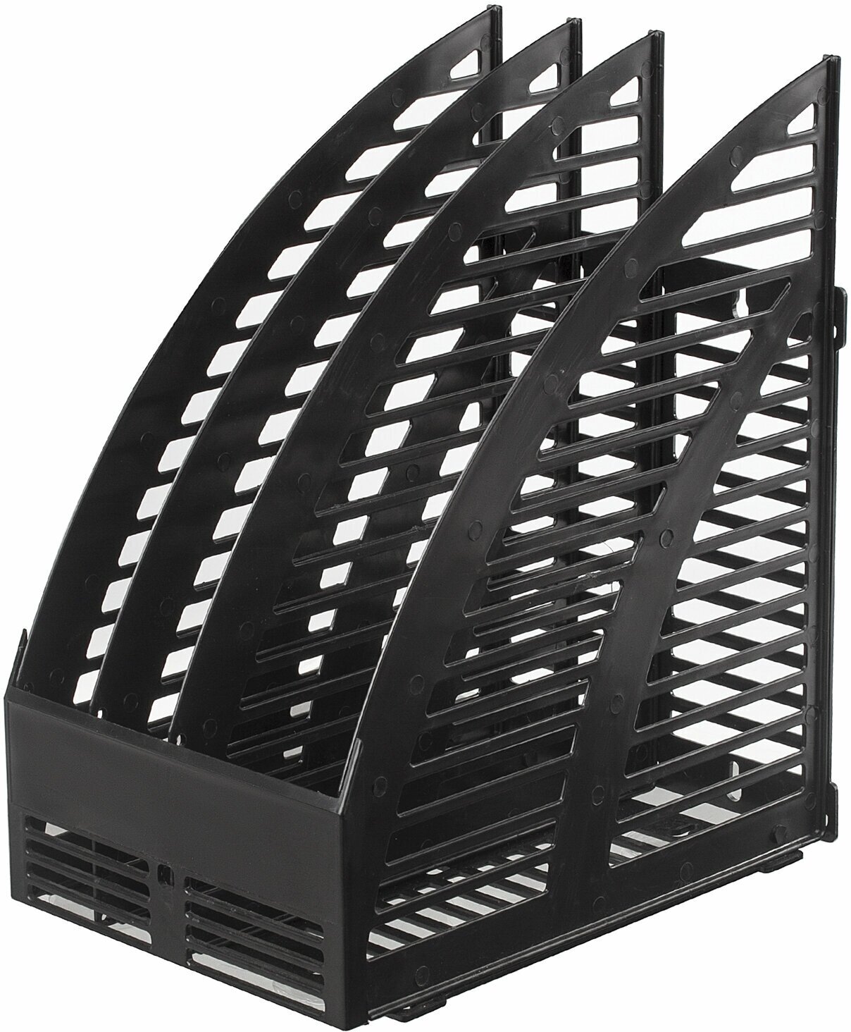 Лоток вертикальный для бумаг STAFF, 245х165х285 мм, 3 отделения, сетчатый, сборный, черный, 237293