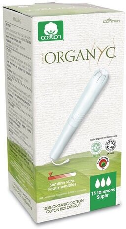 Тампоны Супер, с аппликатором, 3 капли 14 шт Organyc (Органик)
