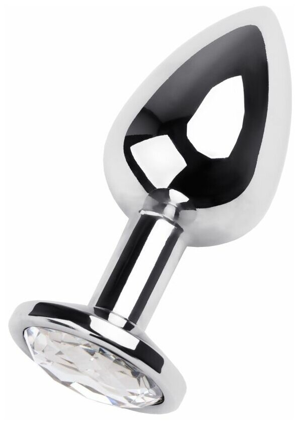 ToyFa Анальная пробка с кристаллом, D: 4 см, L: 6 см, серебристый/бесцветный