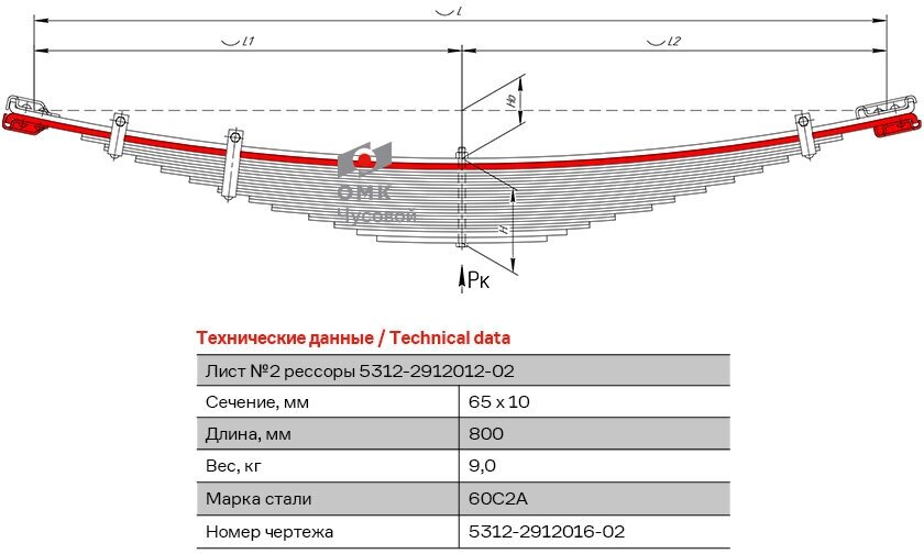 Лист №2 Рессора задняя для ГАЗон Next 14 листов
