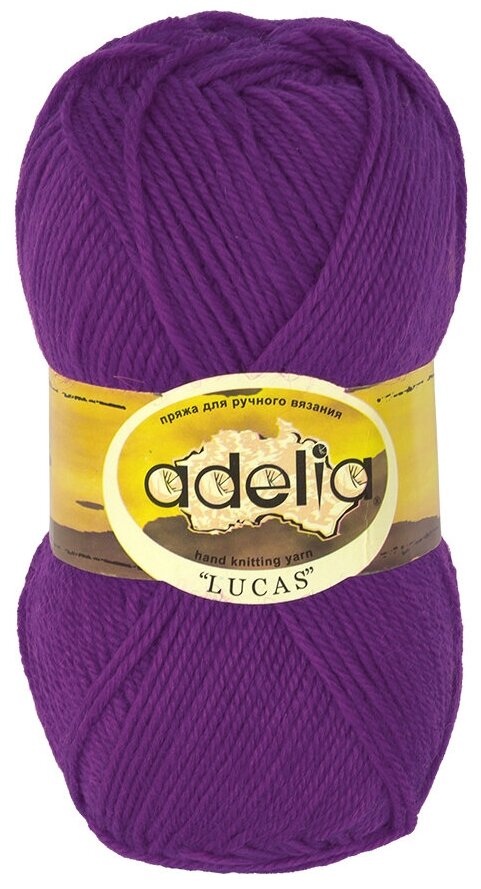 Пряжа ADELIA "LUCAS" 70% шерсть, 30% акрил 100 г 218 м №16 яр. сиреневый