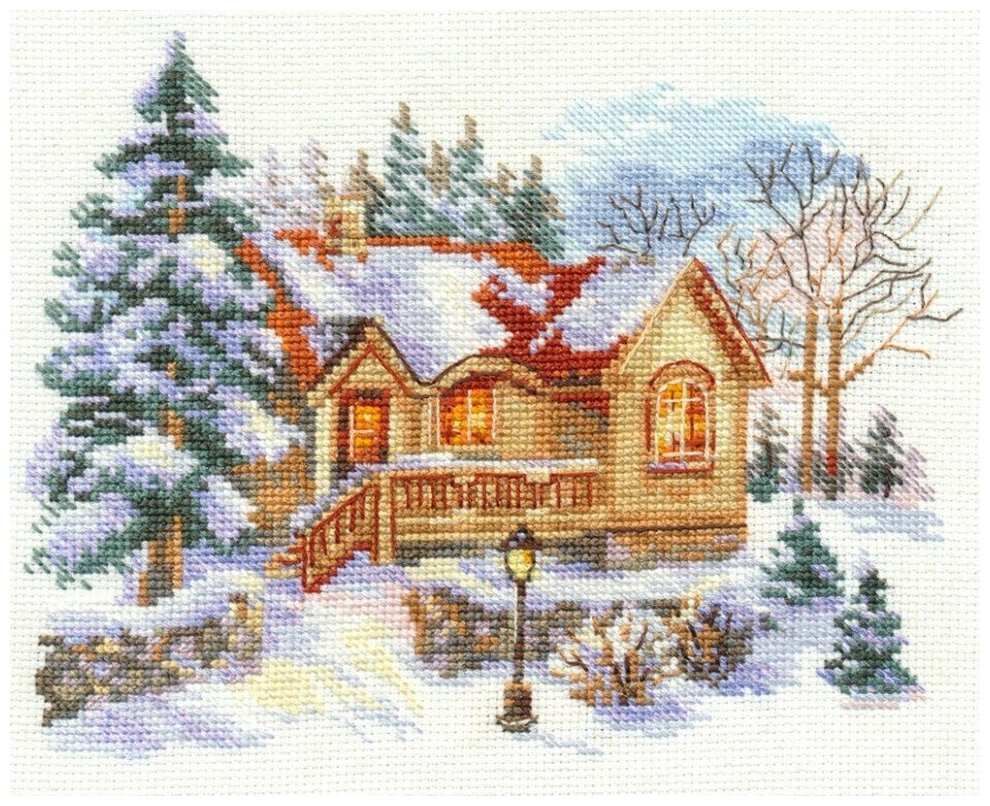 Набор для вышивания Алиса #3-22 Февральский домик, Счетный крест, 18 x 14 см