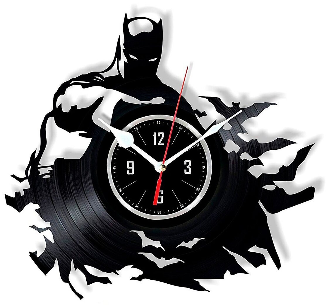 Часы из виниловой пластинки (c) VinylLab Бэтмен