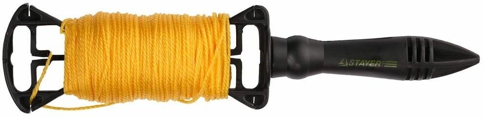 Желтый строительный шнур STAYER 30 мм полипропилен пластик прочный плетеный нейлон для разметки и проверки прямолинейных поверхностей