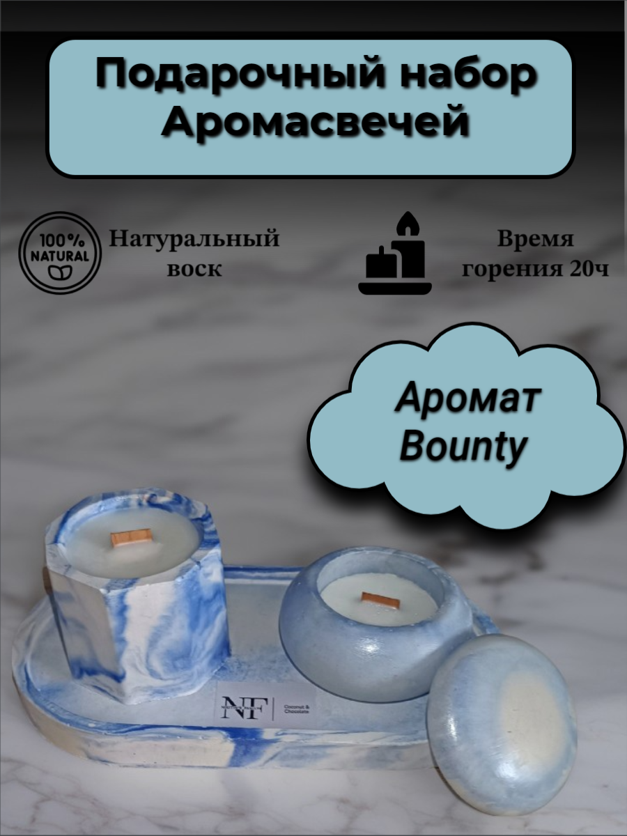 Подарочный набор ароматических свечей " кокос & шоколад"