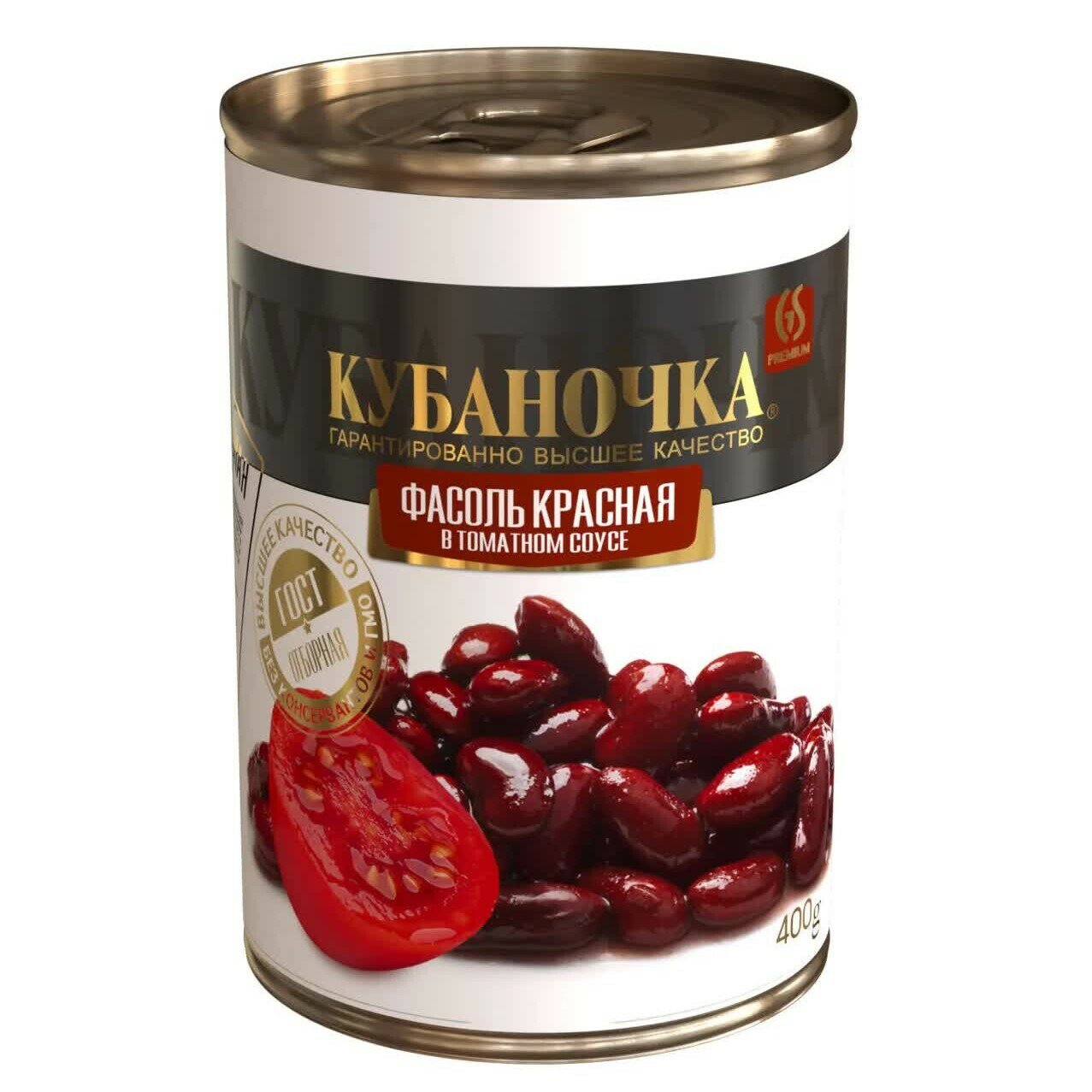 Кубаночка Фасоль красная в томатном соусе, 400 гр
