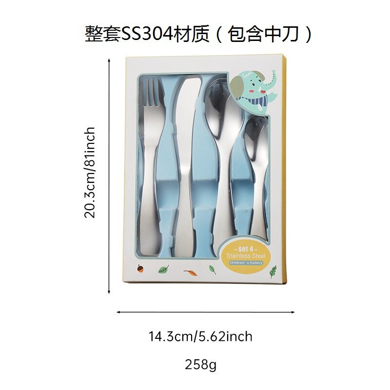 304 Нержавеющая сталь Детский нож и вилка набор ложки мультфильм ложка, вилка, вилка, детская посуда нож и вилка, ложка