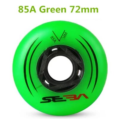 Колеса для роллеров Slalom FSK 4 шт, 85A/90A, 80/76/72 мм, разные цвета Зеленый, 85A Green 72mm